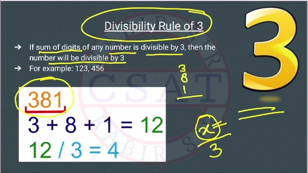 Divisibility Rule of 3 | Number System Concept | UPSC Csat Preparation - YouTube