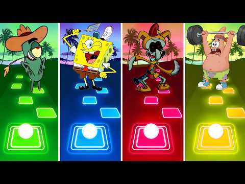 Tiles Hop Battle | Plankton VS Spongebob VS Squidward Exe VS Patrick Star