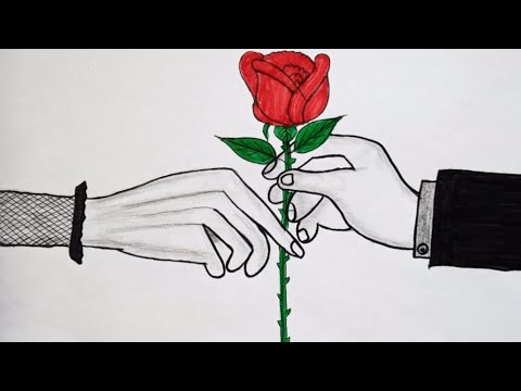 How to draw propose day drawing 🌹| Easy to draw rose day drawing #viral ...