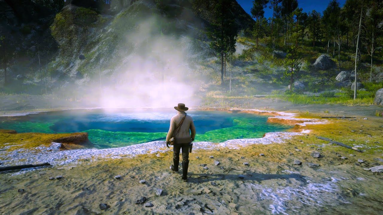 4K UHD RED DEAD REDEMPTION 2 RELAXING HIKE AROUND YELLOWSTONE NATIONAL ...