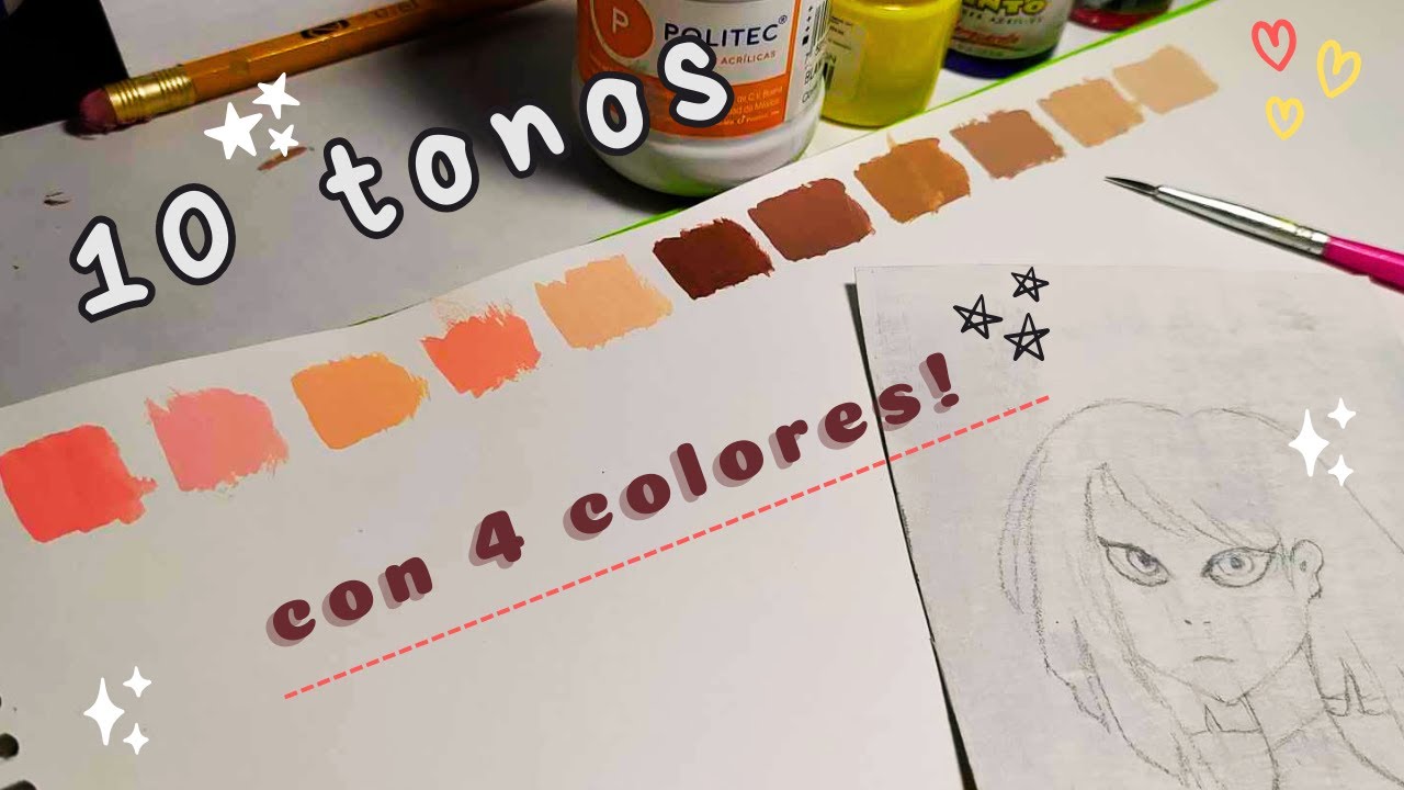 Como hacer color piel? | 10 TONOS con 4 colores | Acrilico 🎨 - YouTube