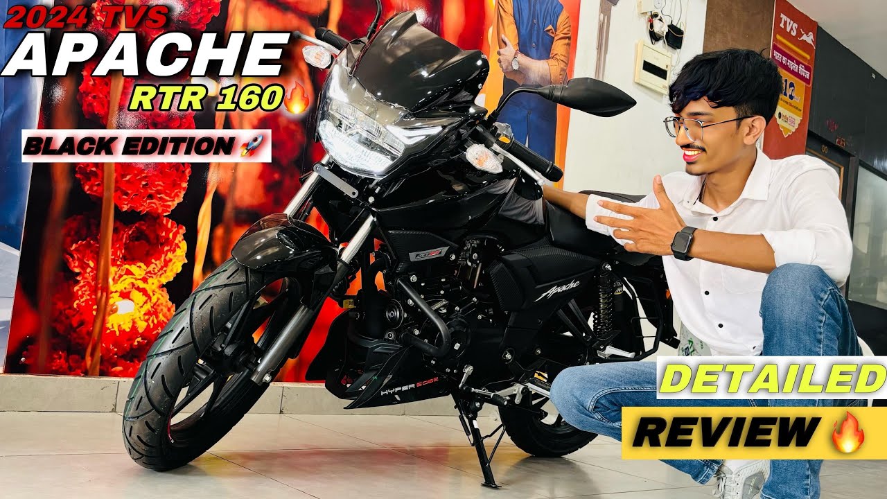 2024 TVS Apache RTR 160 2V Black Edition 🔥 | Tvs Apache RTR Gloss Black ...