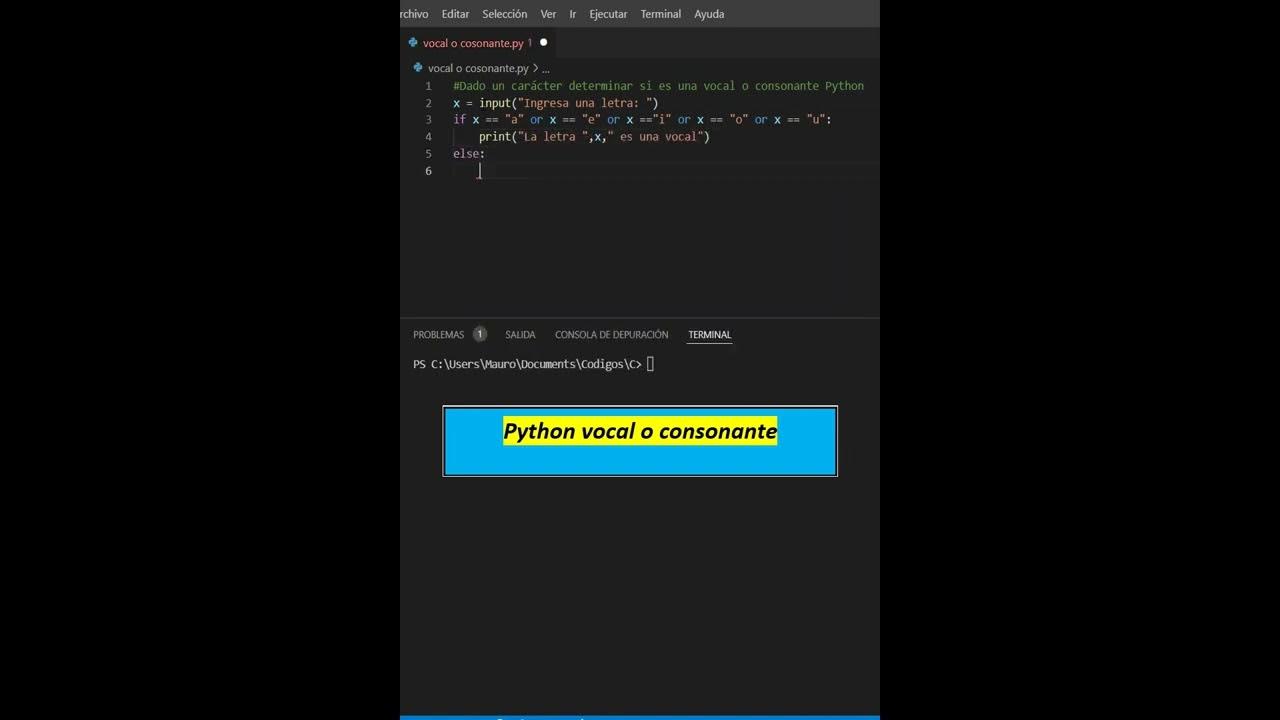 Python vocal o consonante #Shorts - YouTube