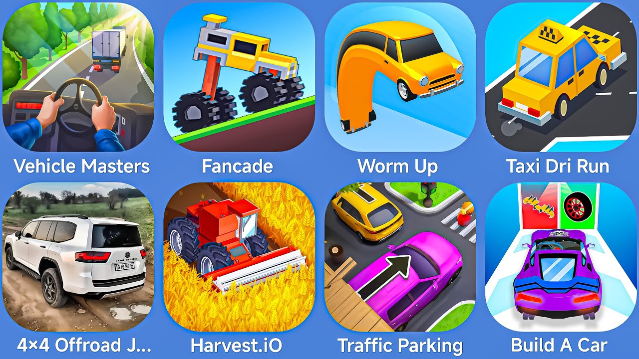 Vehicle Masters,Worm Car,Taxi Run,4x4 Offroad Jeep,HarvestiO,Traffic ...