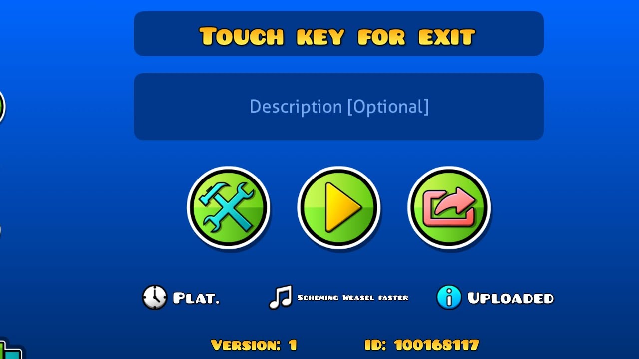 Мой новый уровень в Geometry Dash "Touch key for exit" - YouTube