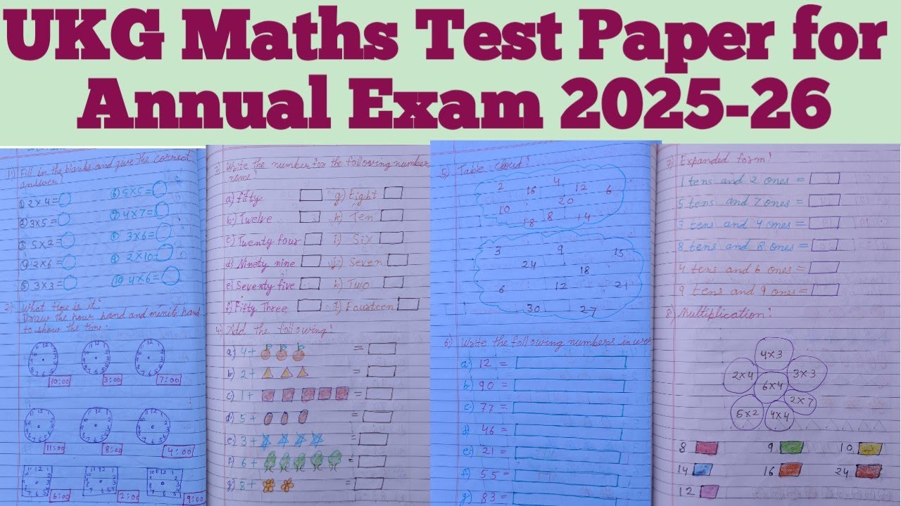 UKG Class Daily Maths Practice worksheet for kids/UKG Maths Test Paper ...