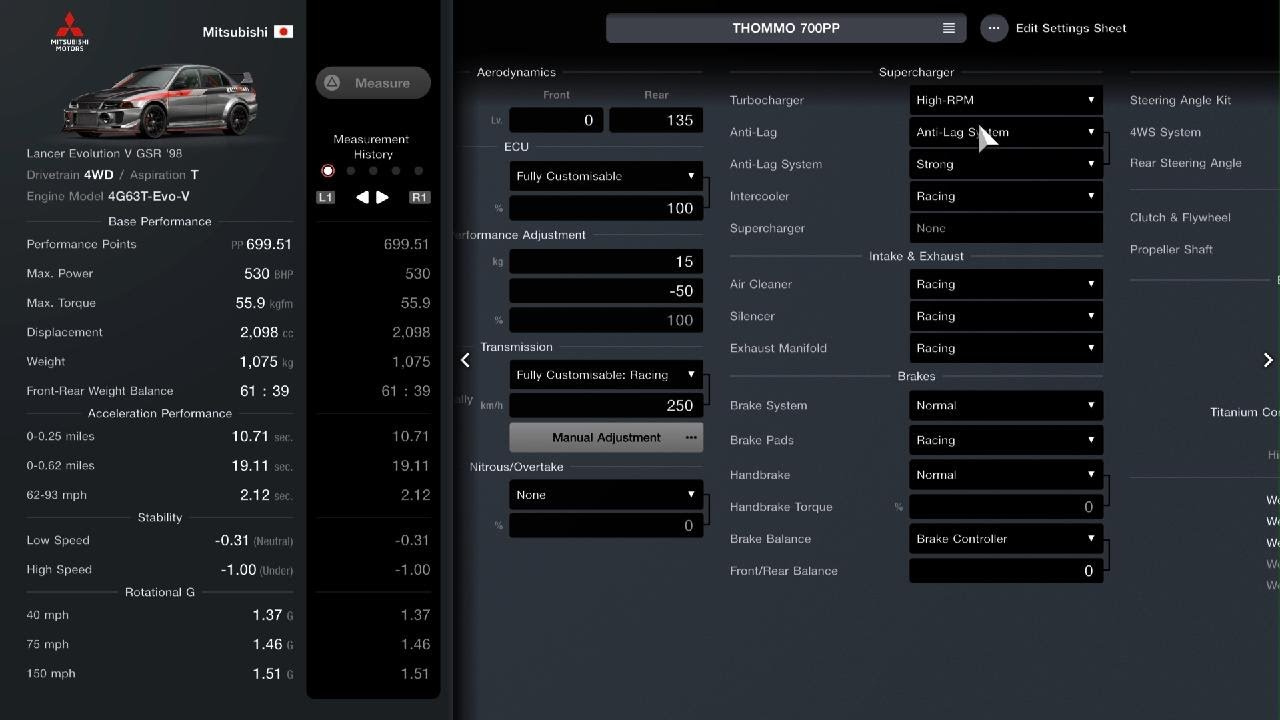 Gran Turismo 7 Mitsubishi Lancer Evolution V GSR '98 700PP Tune / Setup ...