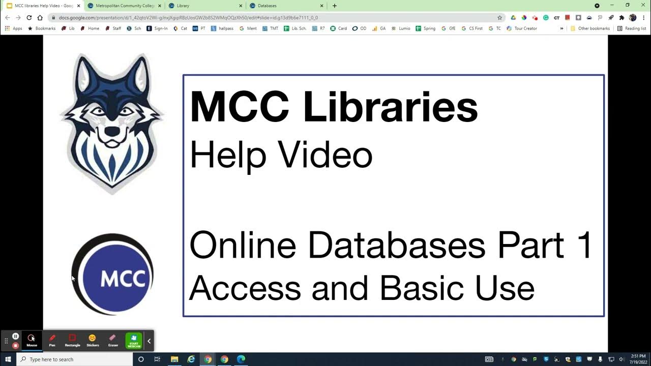 MCC Libraries Databases Part 1--Access and Basic Use - YouTube