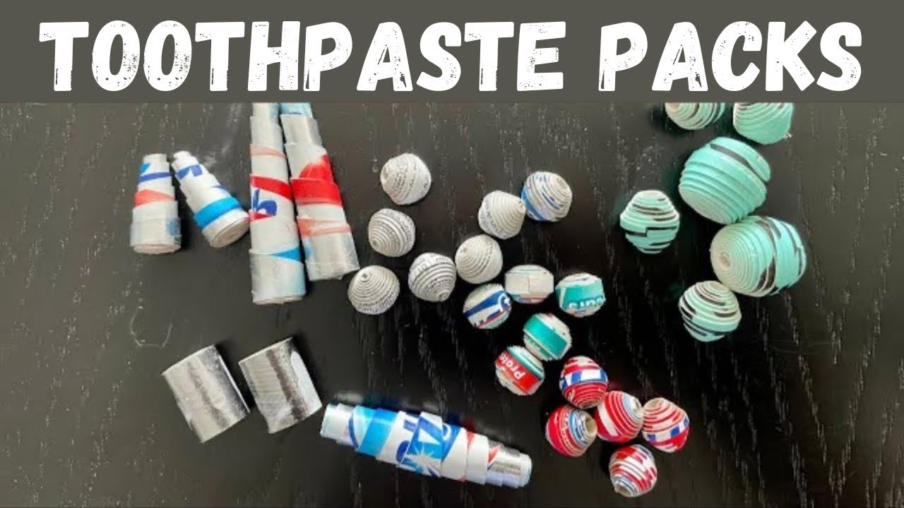 ♻️ Paper beads made from toothpaste packets | craft to make at home ♻️ ...