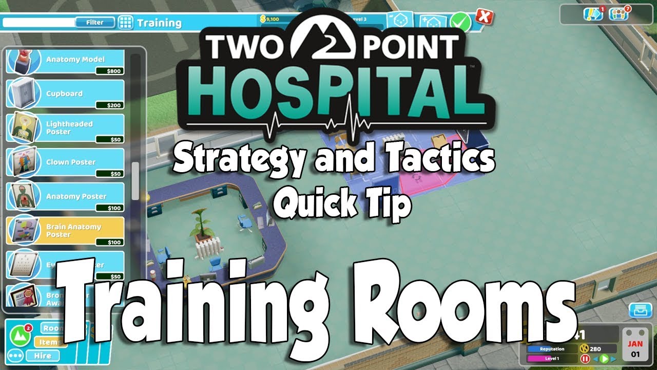 Two Point Hospital Strategy & Tactics Quick Tip: Training Rooms - YouTube