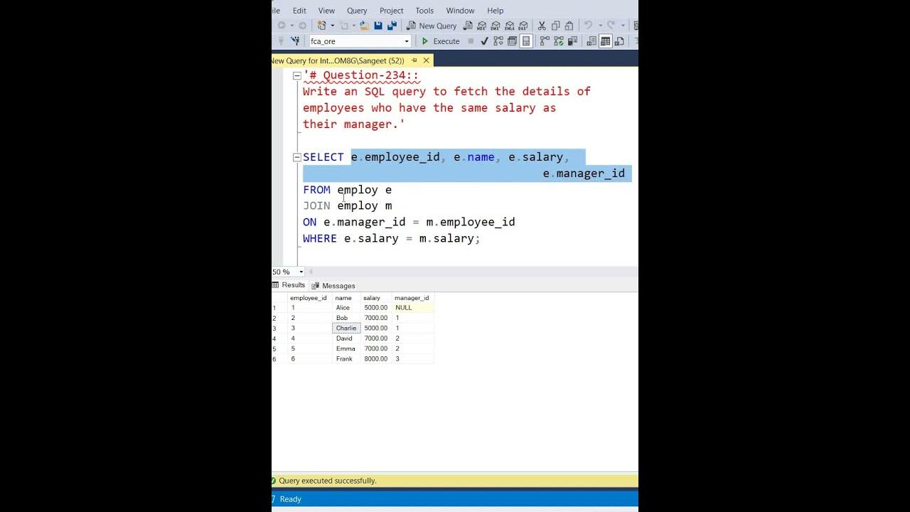 SQL Interview Question 234 || #sql #mysql #oracle #interview #shorts #reels #coding ...