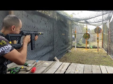 Shooting the MG100 from Planet Eclipse on Full Auto.