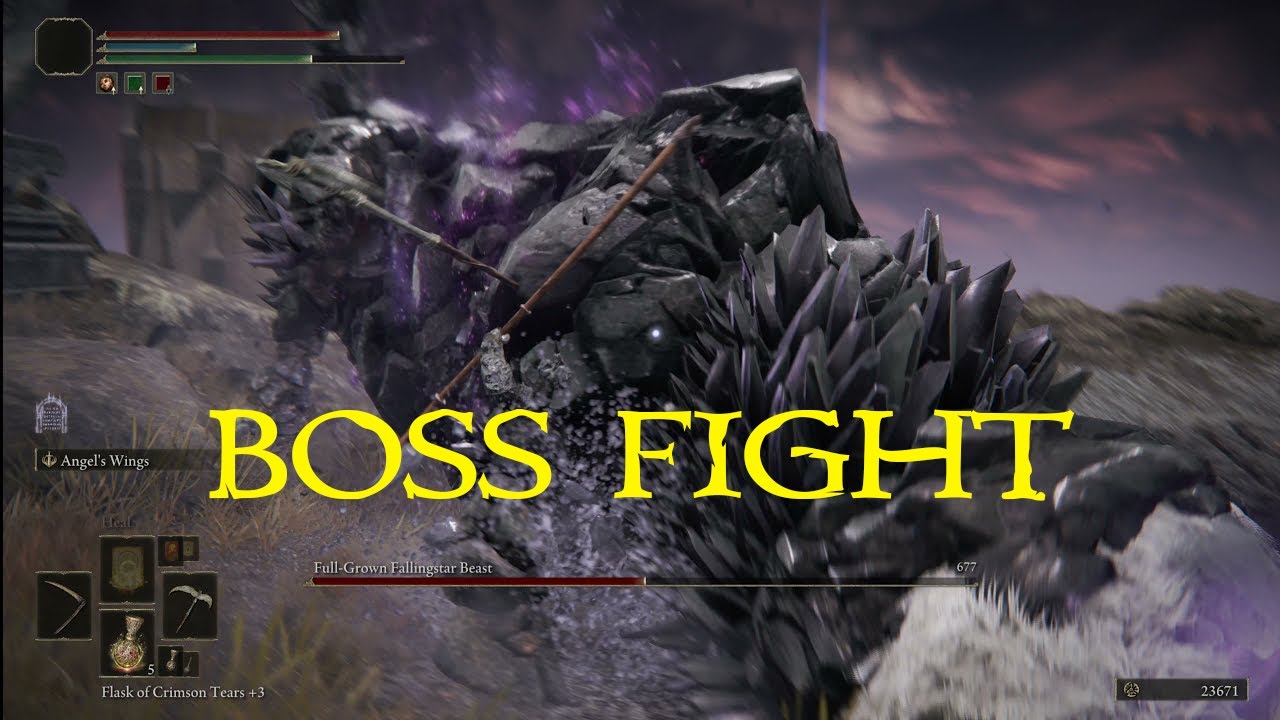 Elden Ring - Full-Grown Fallingstar Beast - Full Boss Fight - YouTube
