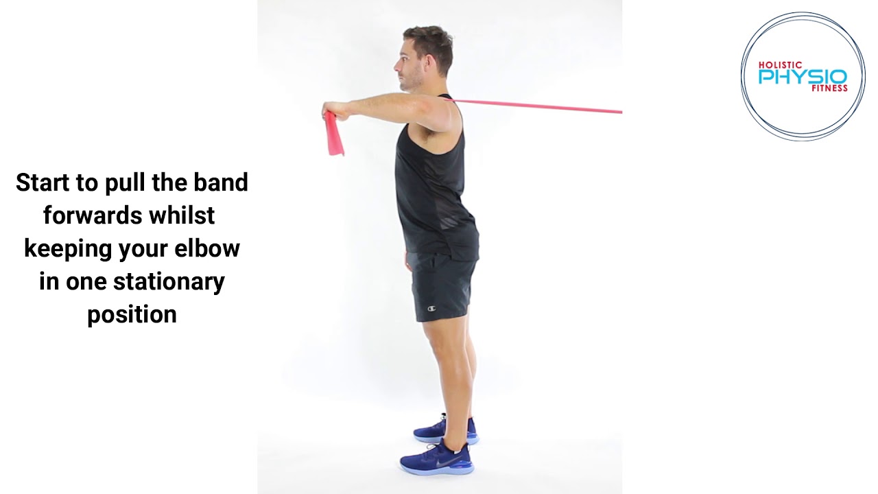 Internal rotation at 90 degrees (theraband) - YouTube