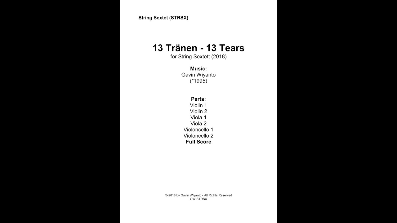 "13 Tränen - 13 Tears" for String Sextet (Score & Parts) - YouTube
