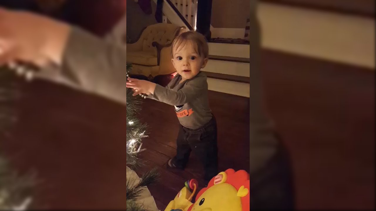 Little Kid Falls While Playing With The Christmas Tree - YouTube