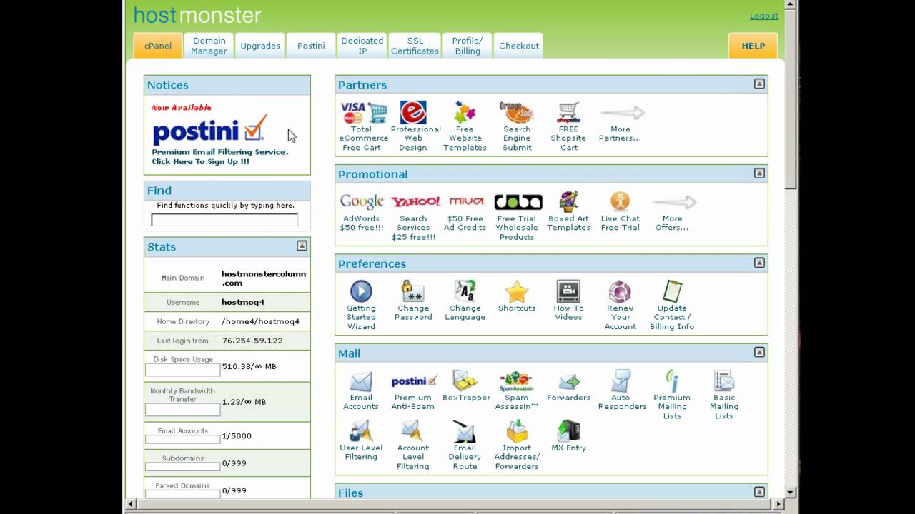 Hostmonster Login