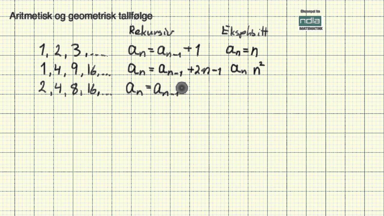 Matematikk R2 Aritmetisk og geometrisk tallfølge - YouTube