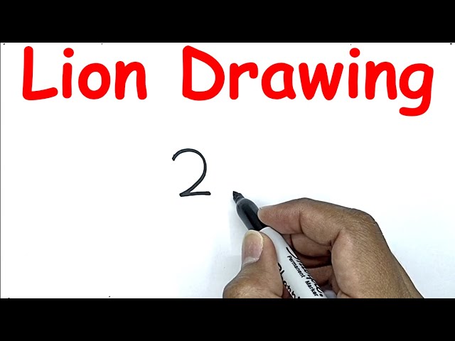 How To Draw A Lion Step By Step With Number 2 | Drawing With Number ...