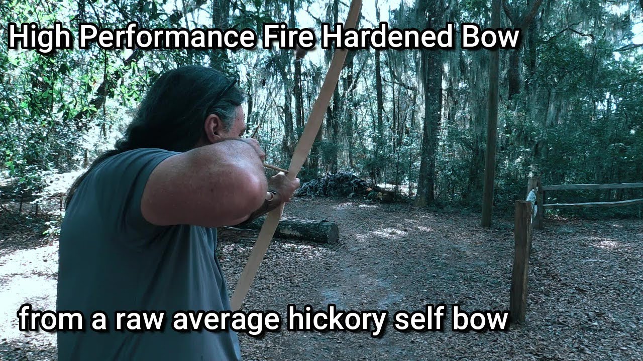 High Performance Fire Hardened Hickory Bow - YouTube