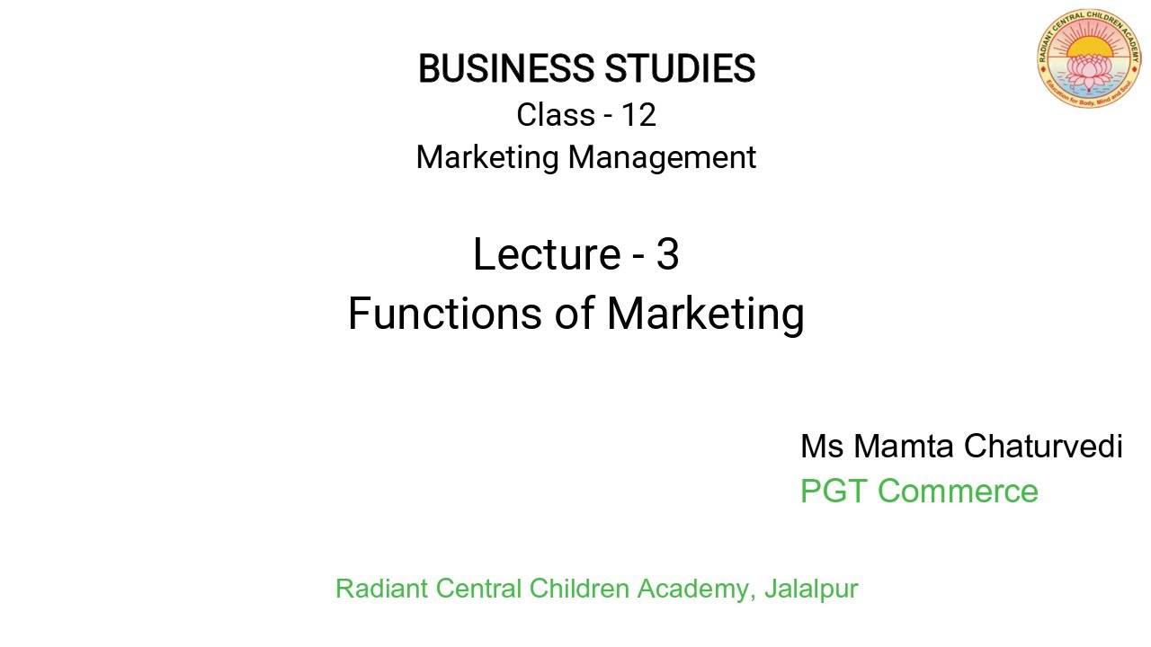 Marketing Management I Lecture 3 I CLASS 12 I CBSE BOARD - YouTube