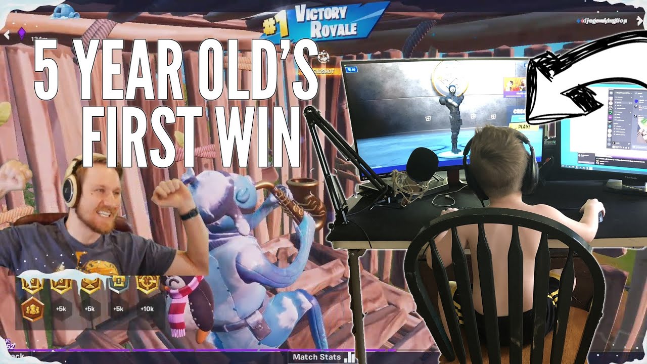 Five Year Old's FIRST WIN- My 1000th Win - Fortnite Battle Royale - YouTube