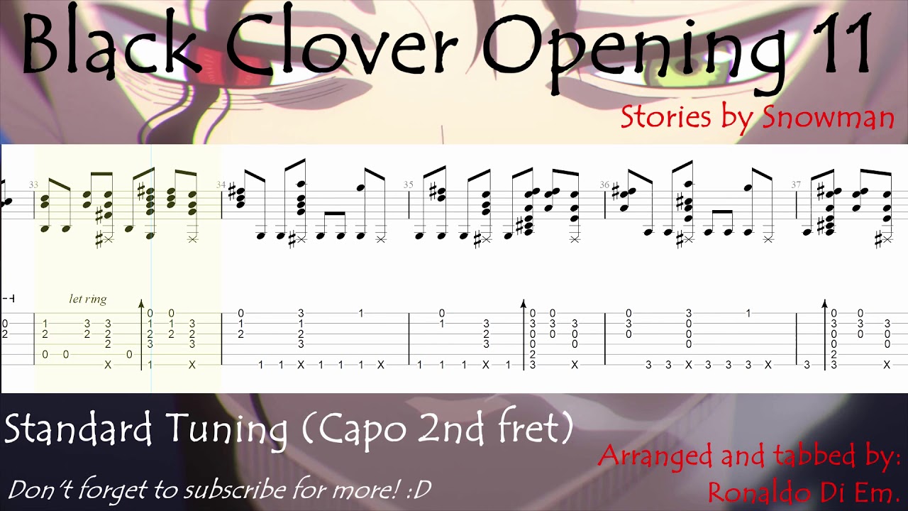 Black Clover OPENING 11 - Guitar Tutorial [FingerStyle TAB] - YouTube
