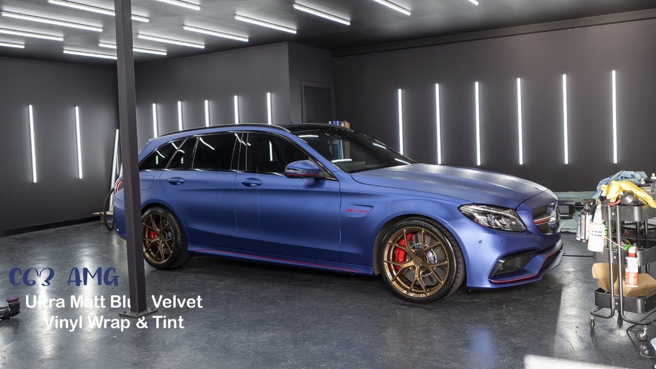 Mercedes AMG C63s I Ultra Matt Blue Velvet Vinyl Wrap & Tint| Dapper ...