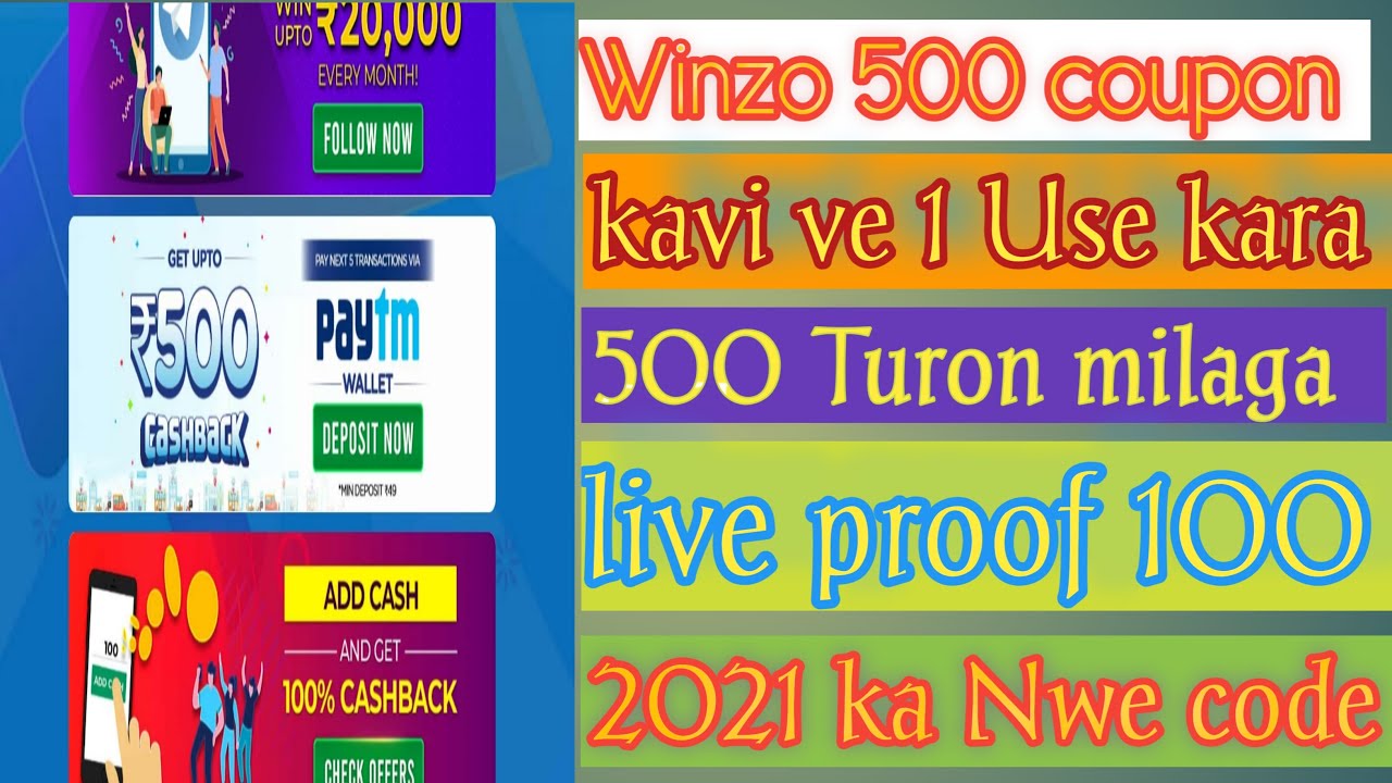 winzo coupon code winzo gold new coupon code 2021 winzo cash bonus 500(480P - YouTube