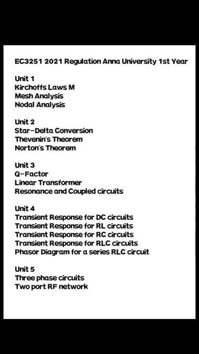 EC3251 Circuit Analysis Important questions R-21 #annauniversity #circuitanalysis #asakooda ...