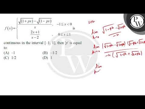 \[ f(x)=\left\{\begin{array}{cc} \frac{\sqrt{(1+p x)}-\sqrt{(1-p x)}}{x}, & -1 \leq x
