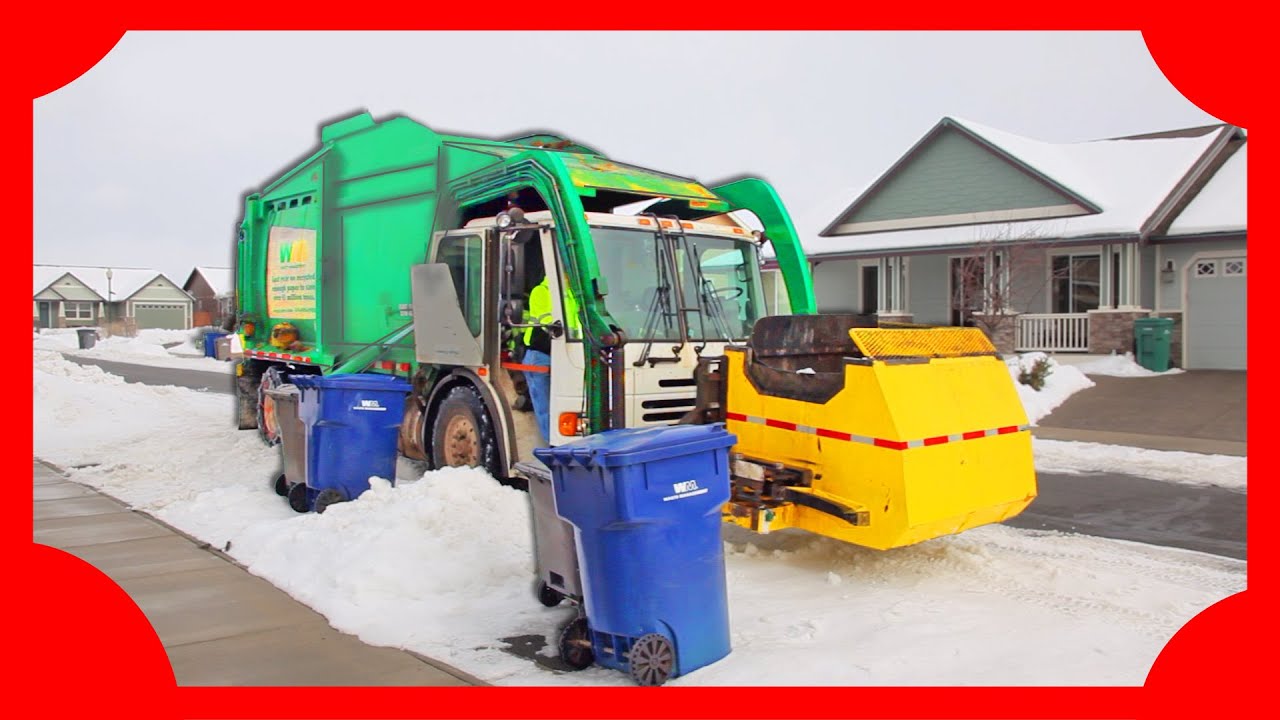 Garbage Truck Videos for Kids | Machines for Kids in the Snow - YouTube