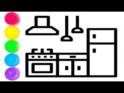 Mutfak Nasıl Çizilir |Ev Nasıl Çizilir |how to draw coloring the house |Çocuklar İçin Boyama Sayfası