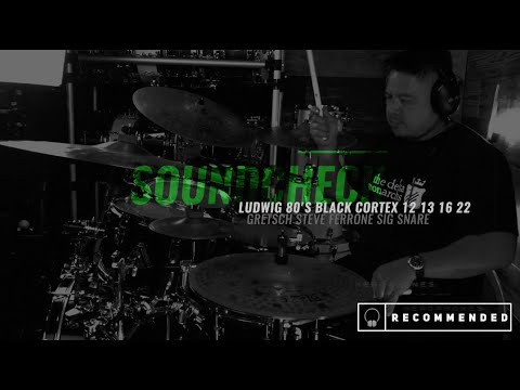 LUDWIG 80's Black Cortex & GRETSCH 14x6.5 Steve Ferrone Sig Snare Drum ...