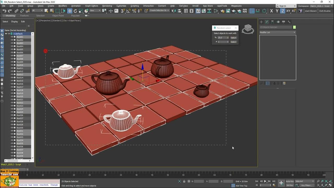 3ds max script course: 042 Random Select - YouTube