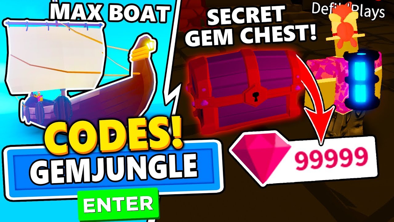 SECRET JUNGLE GEM CHEST UPDATE CODES IN FISHING SIMULATOR! *NEW BOATS ...