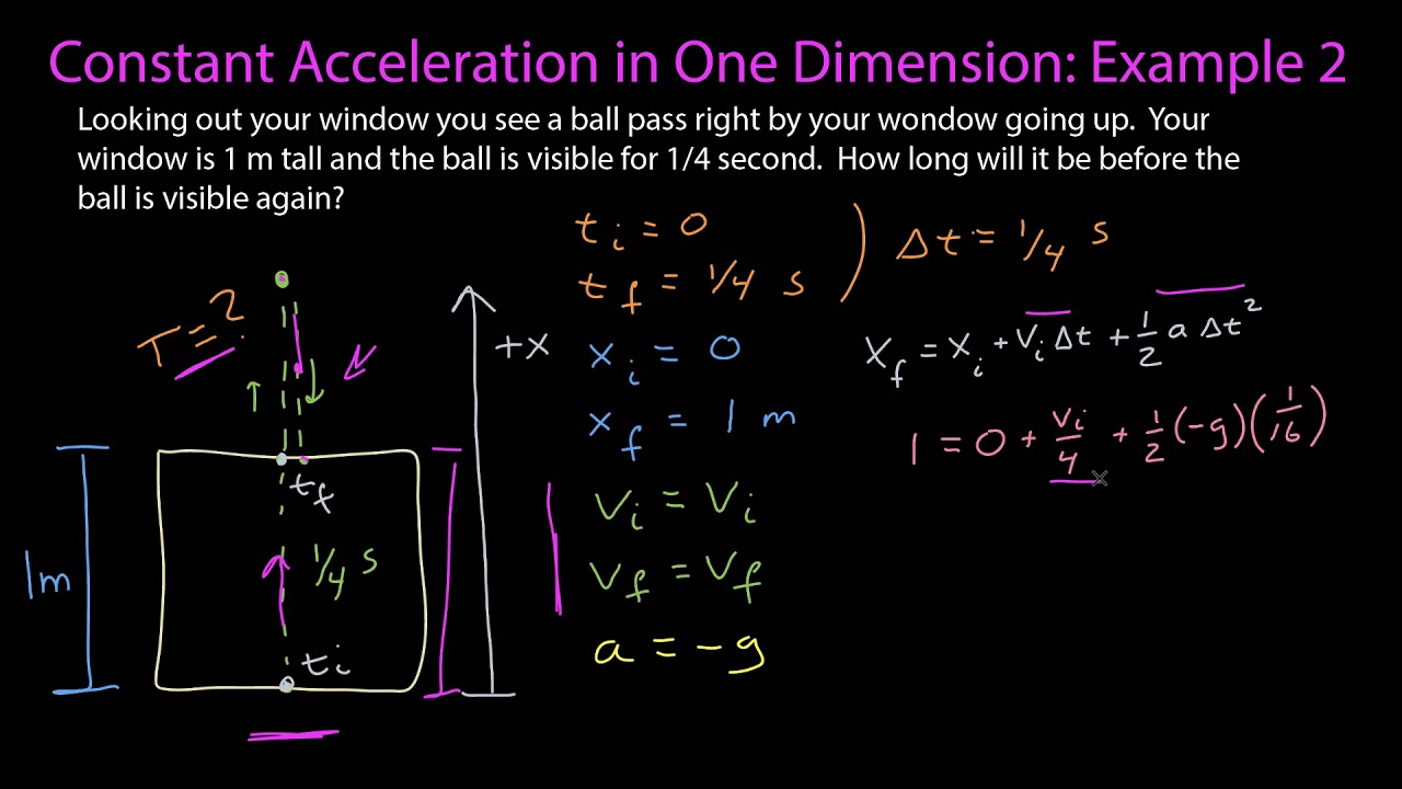 Constant Acceleration in 1D: Example 2 - YouTube