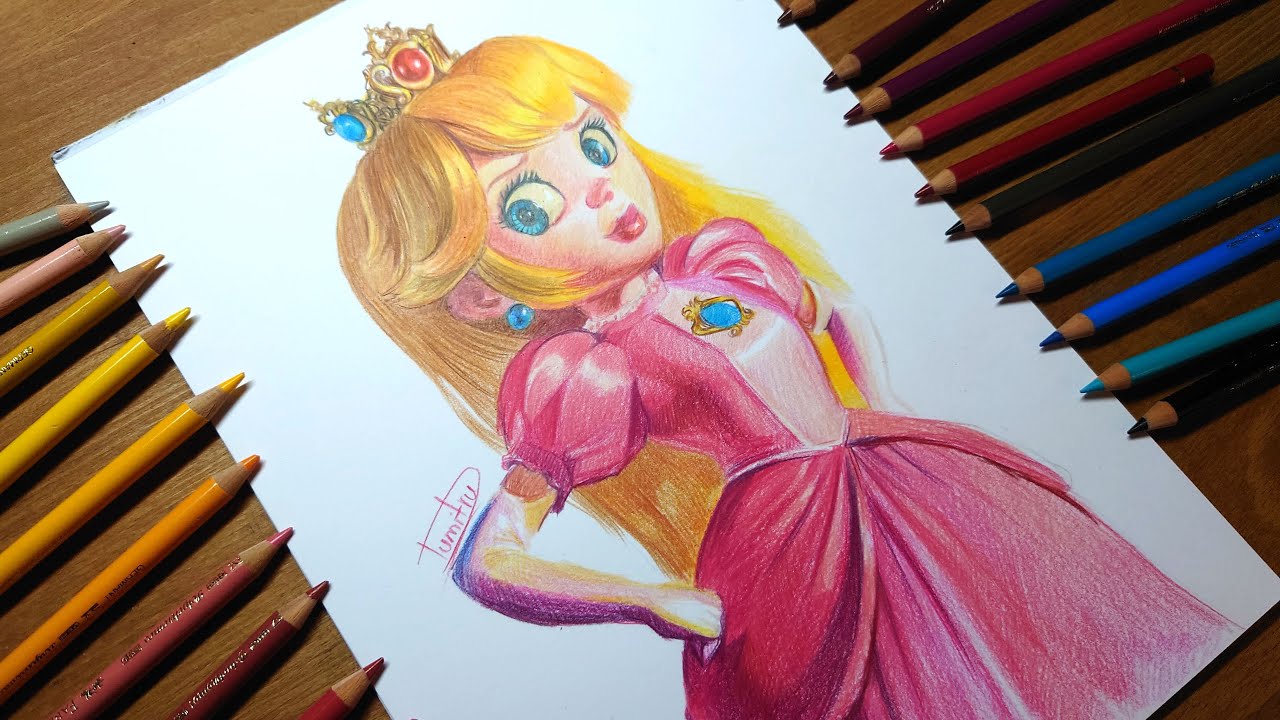 Drawing The Super Mario Bros_Princess Peach | dumit3 arts Neo Albios ...