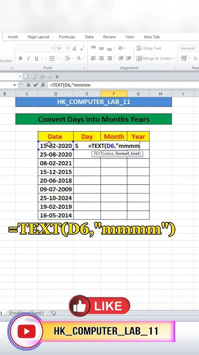 Convert days into month year in Excel//@HK_COMPUTER_LAB_11#exceltips #exceltricks #mathformula ...