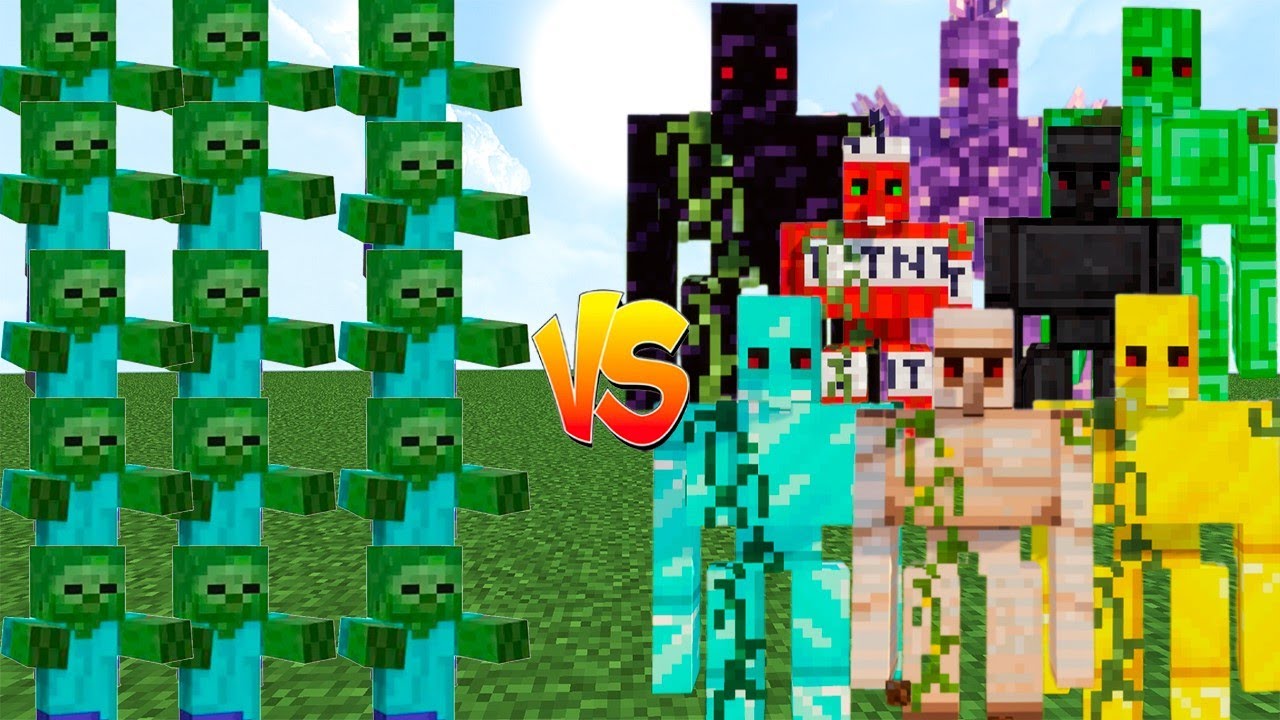 ZOMBIE ARMY vs ALL GOLEMS | Minecraft Mob Battle - YouTube