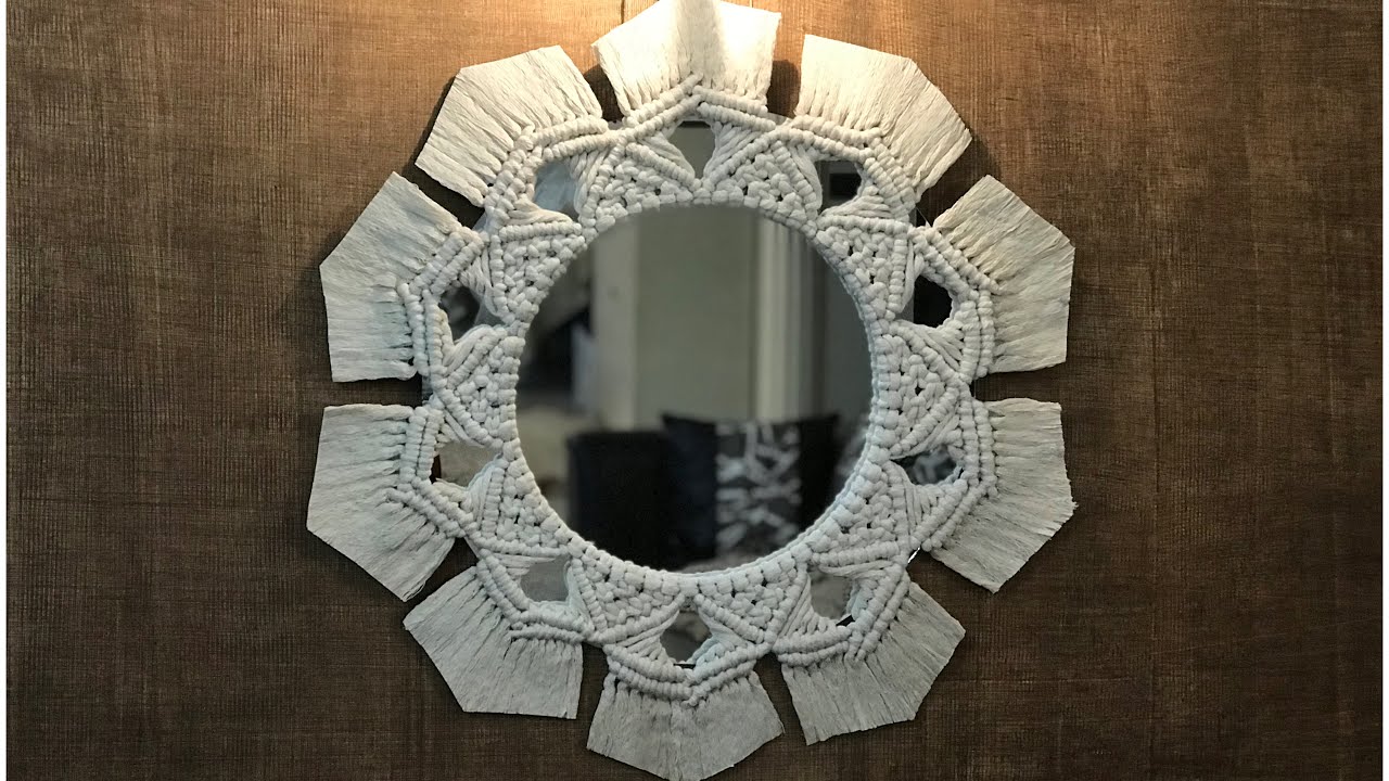 مراية مكرمية باطار سهل من غرزتين بسmacrame mirror frame - YouTube