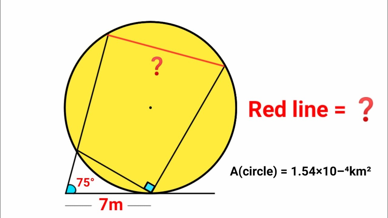 Can you find lenght of the red line? | (Fun Geometry Problem) | #math # ...