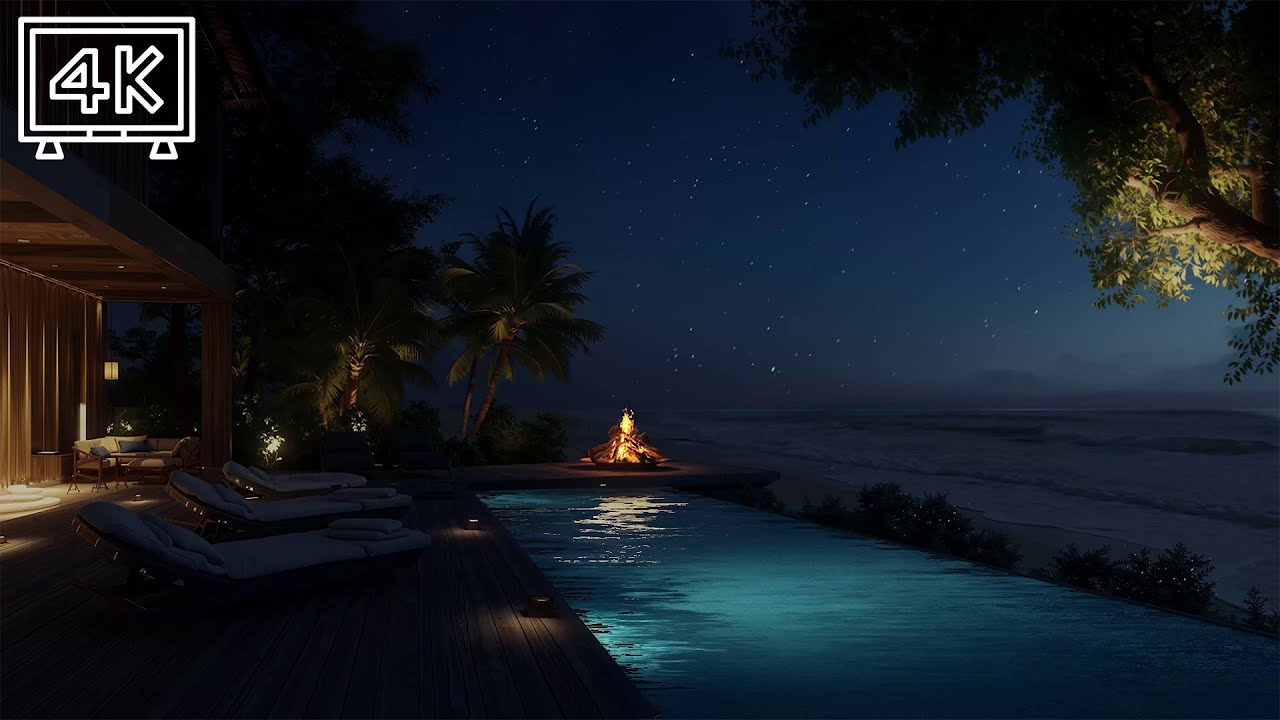 Tranquil Ocean Nightscape 🌌 Nature Sounds and Ocean Waves for ...