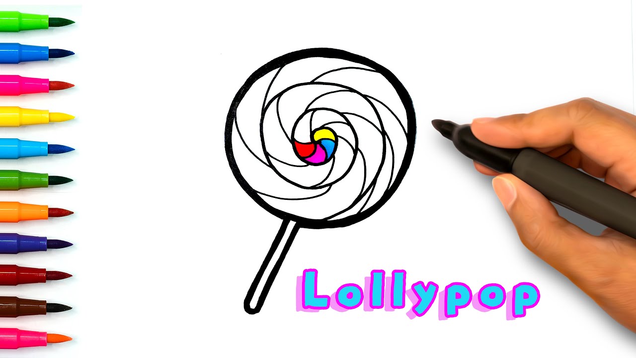 How to Draw a Colorful Lollypop - YouTube