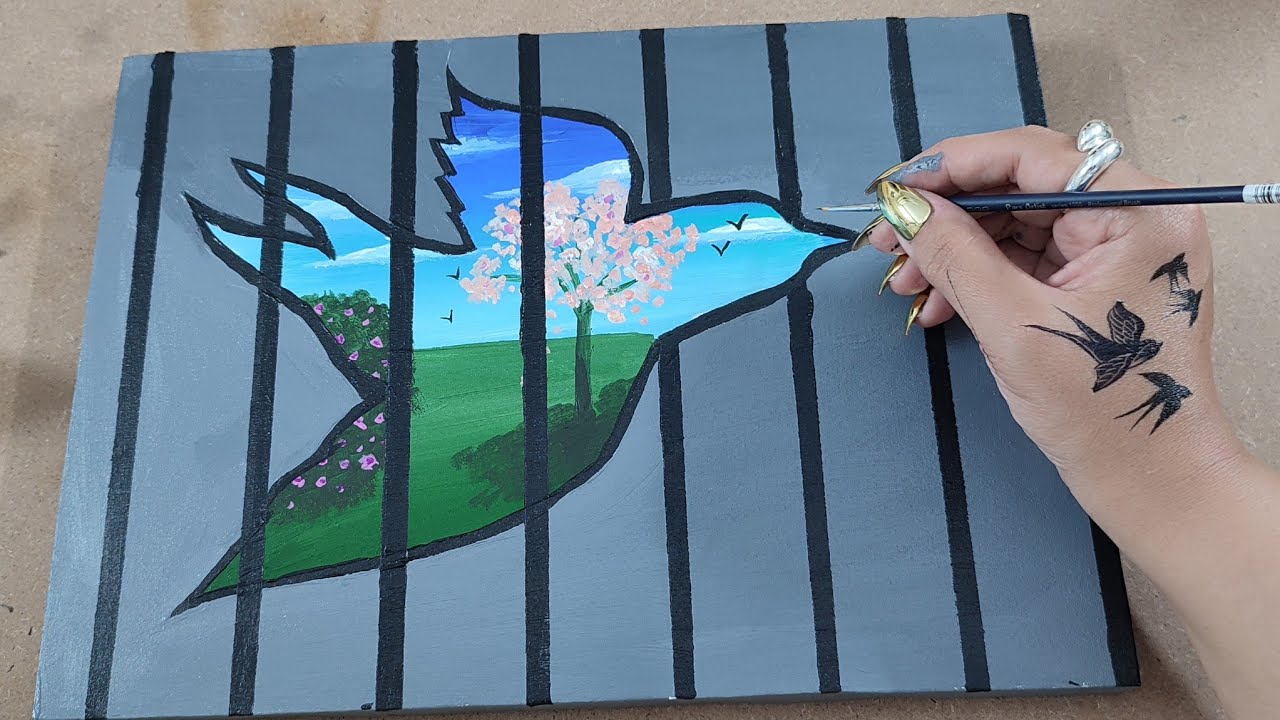 how to paint freedom landscape | acrylic painting on canvas about ...