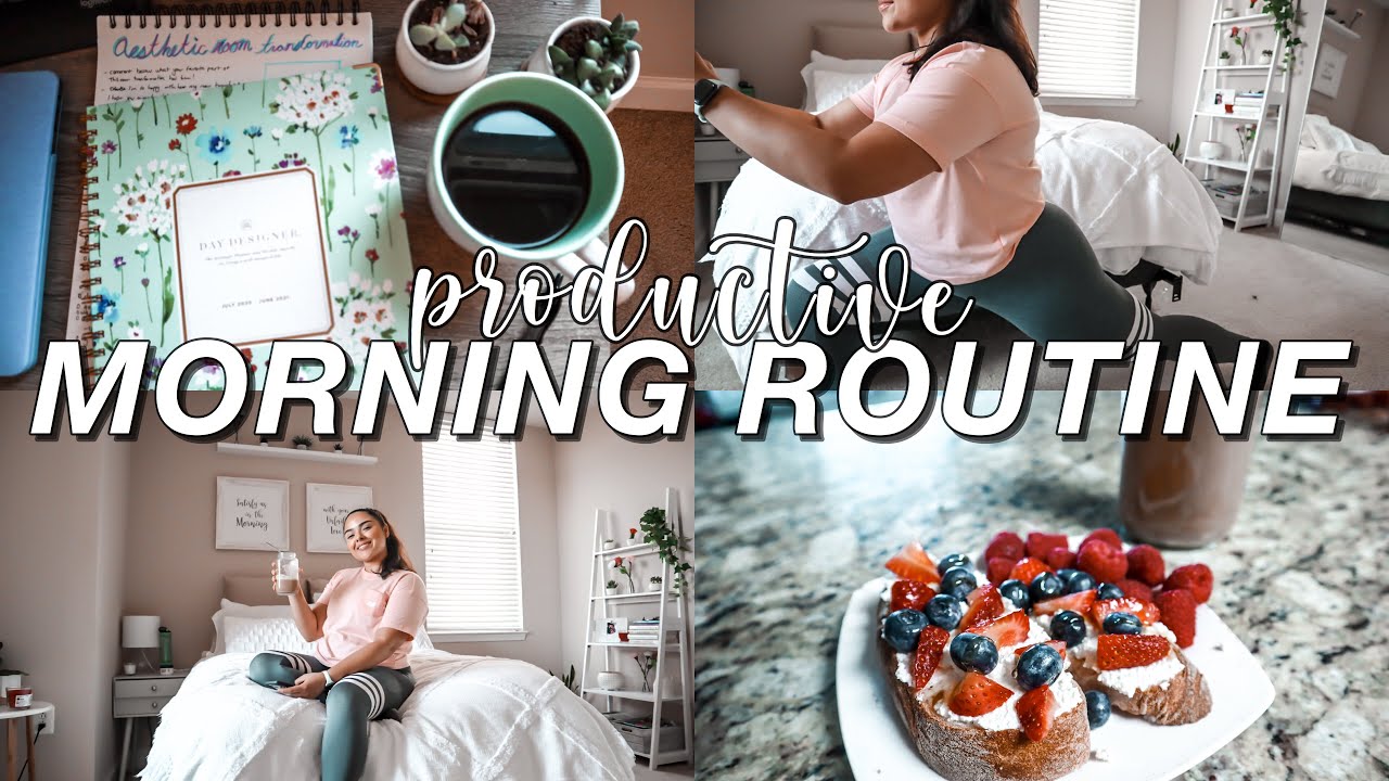 PRODUCTIVE MORNING ROUTINE (Working From Home) - YouTube
