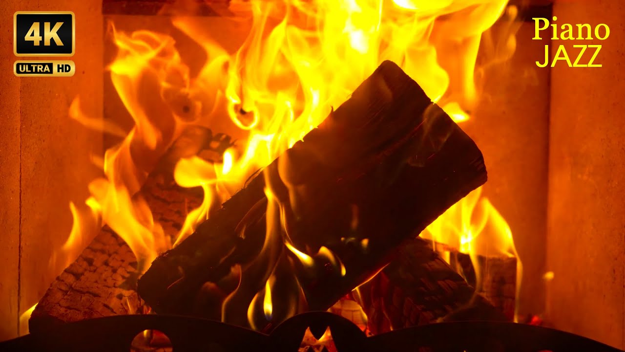 Best Relaxing Fire Sounds 🔥 Instrumental Jazz Music, Perfect Fireplace ...
