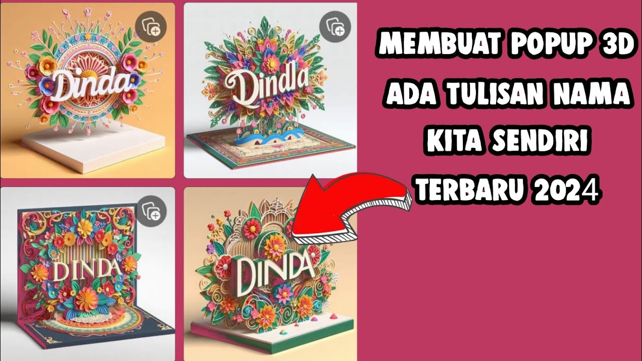 membuat popup 3d ada tulisan nama kita sendiri di Bing image creator ...