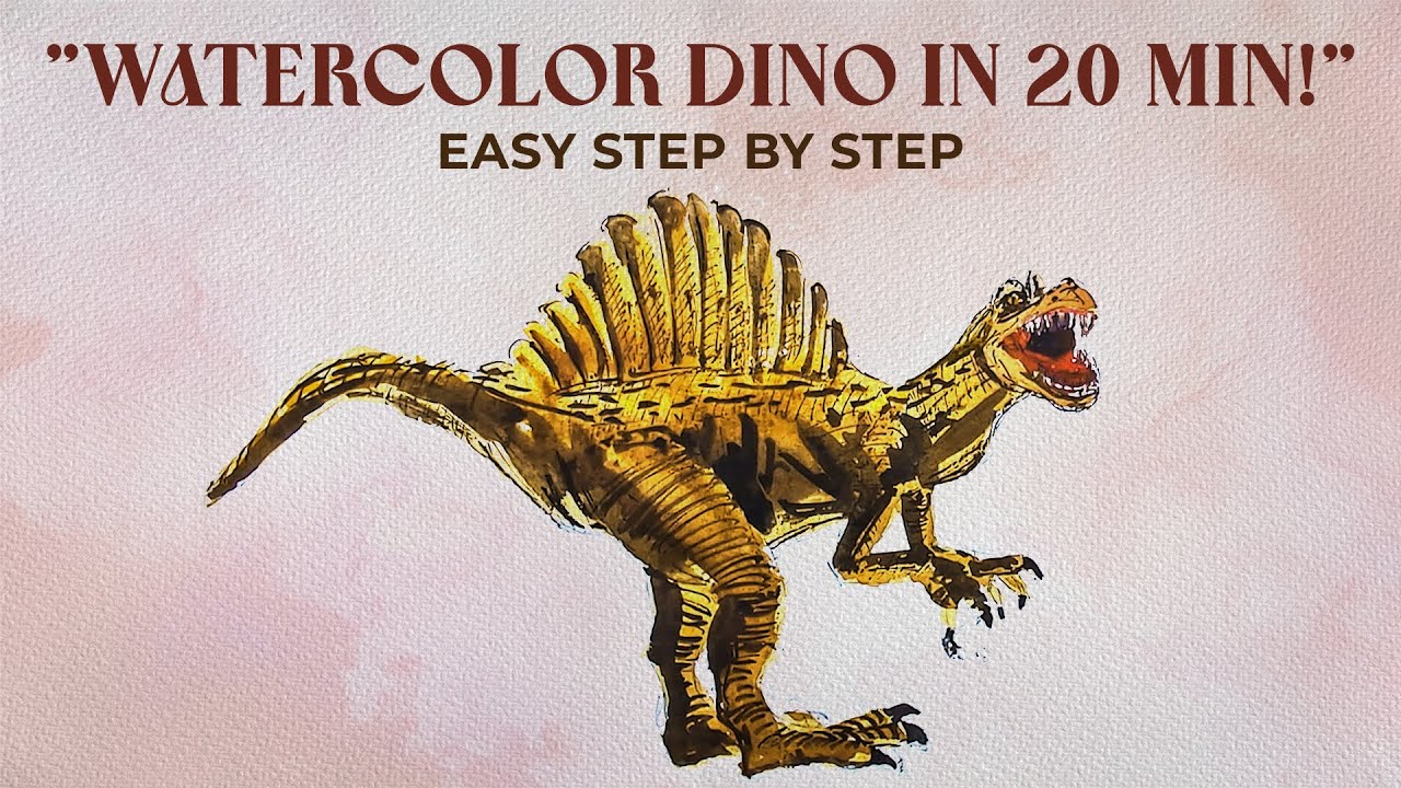 How to Paint a Dinosaur in Watercolor | Spinosaurus in 20 Minutes ...