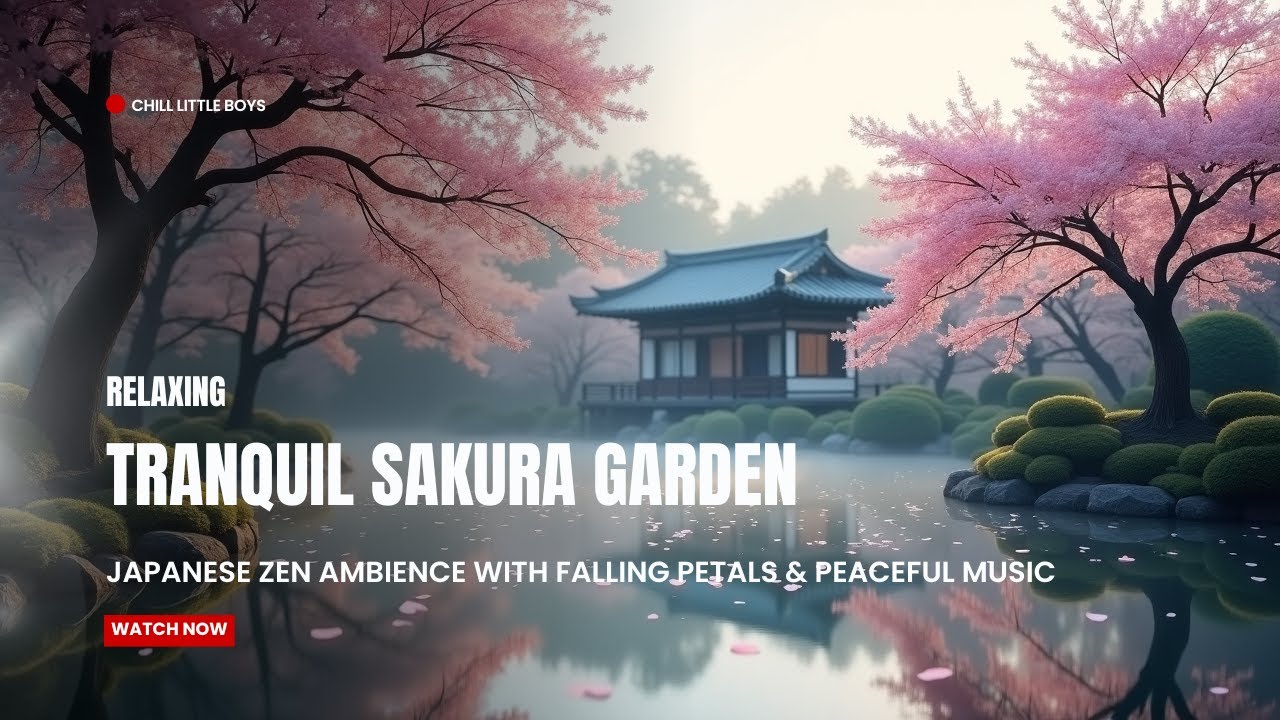 Tranquil Sakura Garden | Japanese Zen Ambience with Falling Petals ...